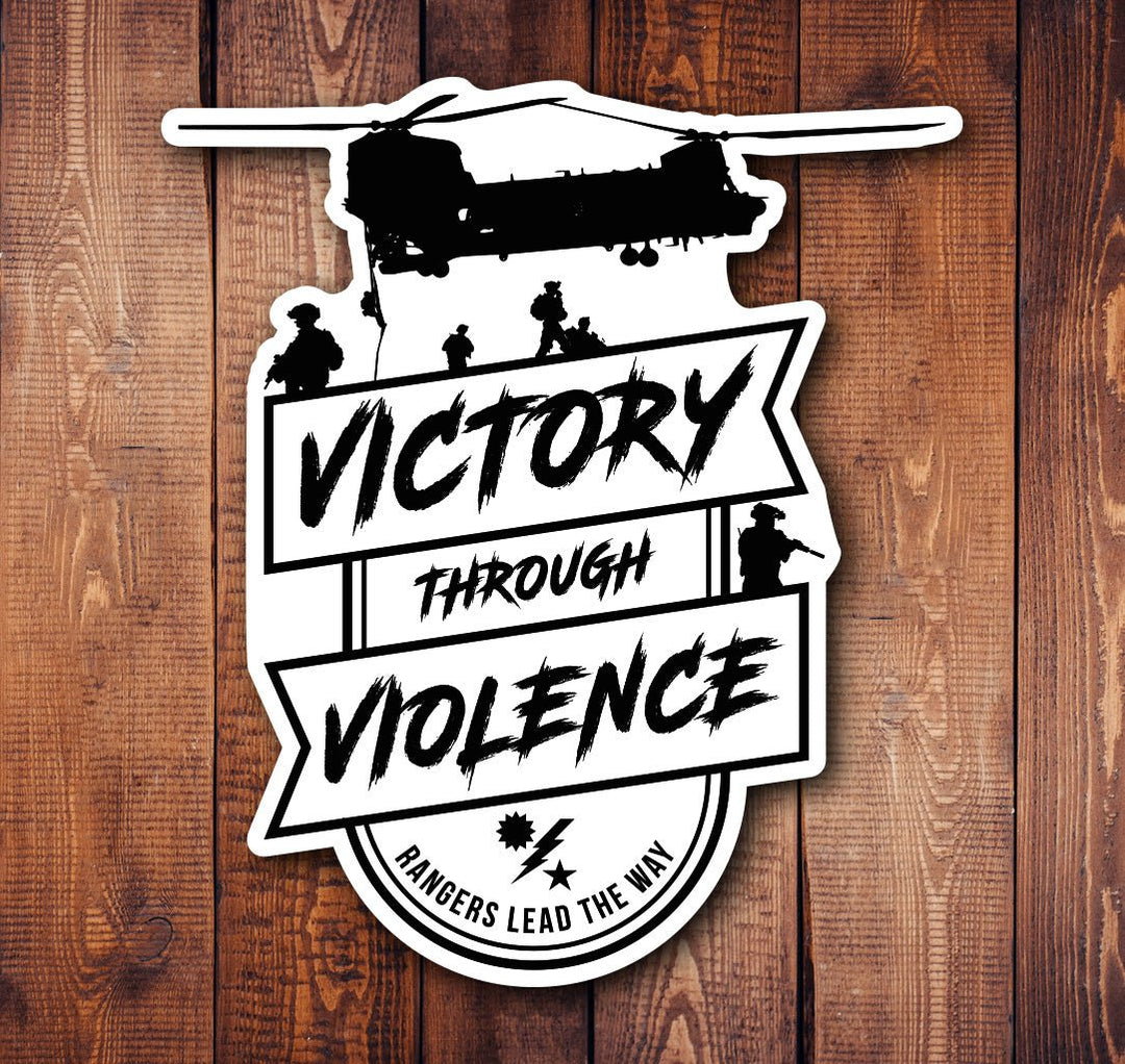 Victory Through Violence Sticker – American Trigger Pullers